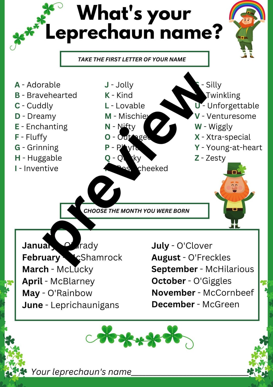 What's Your Leprechaun Name? - St. Patrick's Day Activity for All Ages ...