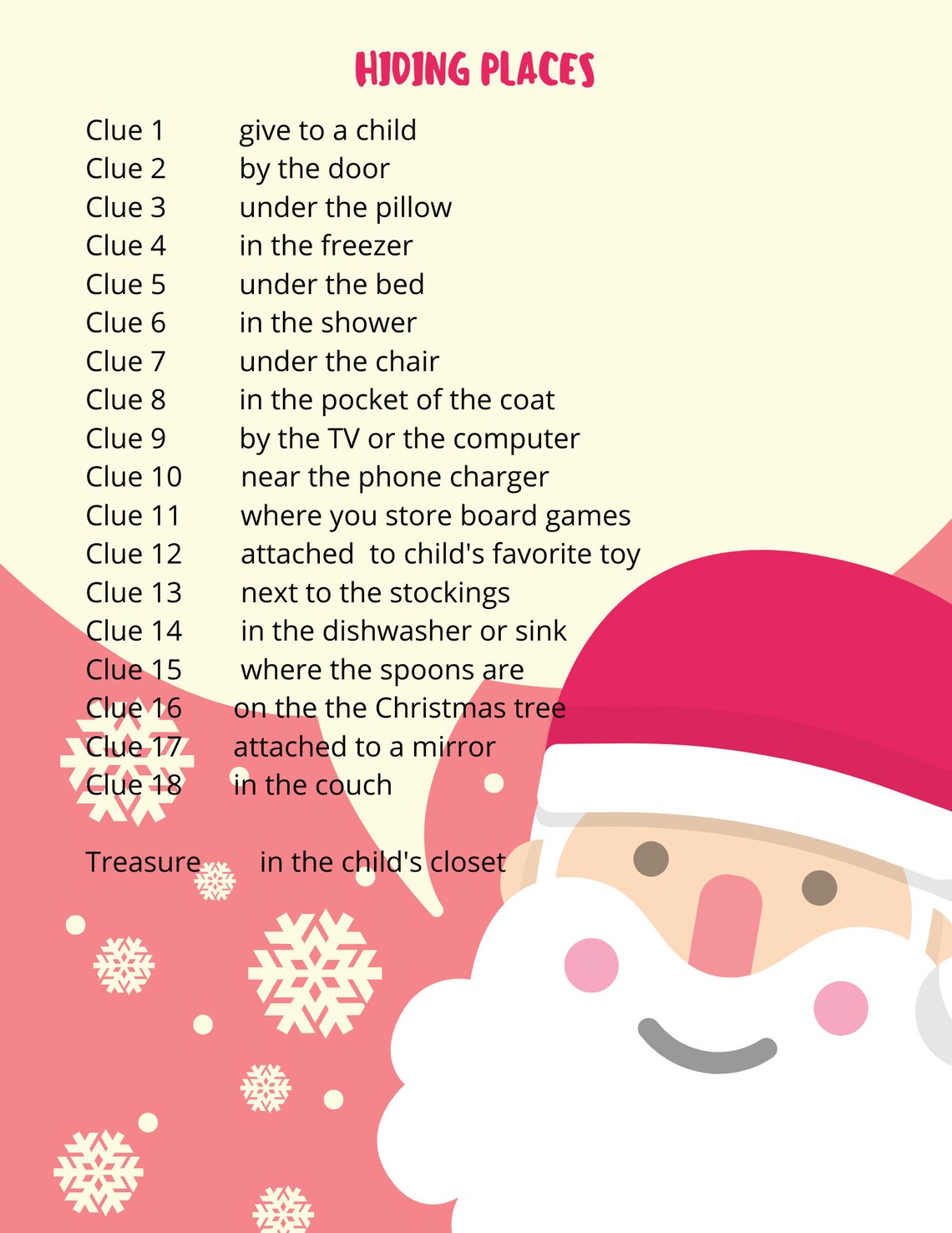 Indoor Merry Christmas Scavenger Hunt Riddles/clues Gift Search - 18 ...