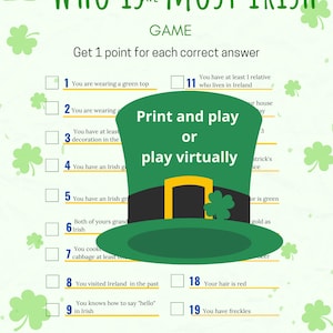 Who is the Most Irish - St. Patrick's Day Adult Game - Etsy