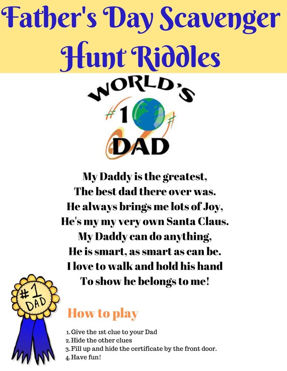 Father's Day Scavenger Hunt Riddles With best Dad - Etsy