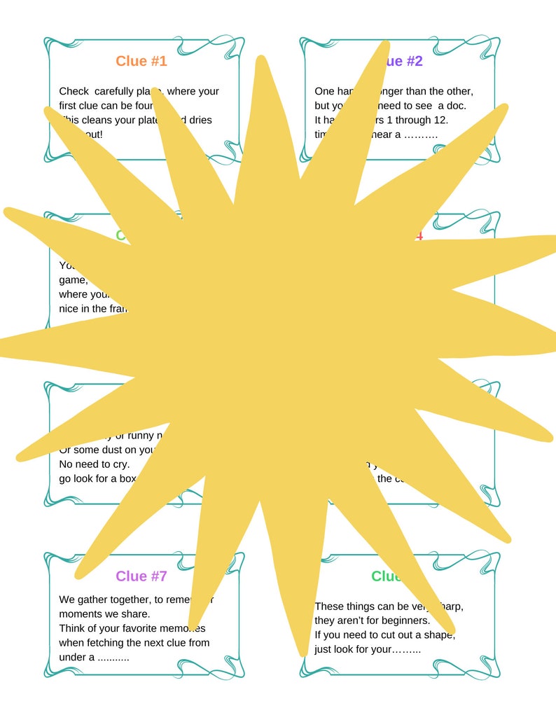 Indoor Scavenger Hunt Clues and Riddles - 12 Rhyming Clues - Etsy