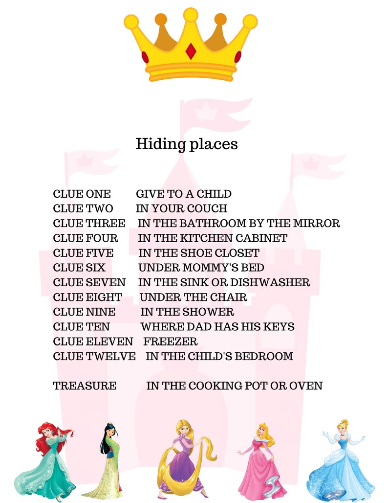 Princess Scavenger Hunt Rhyming Clues (riddles)-indoor - Etsy