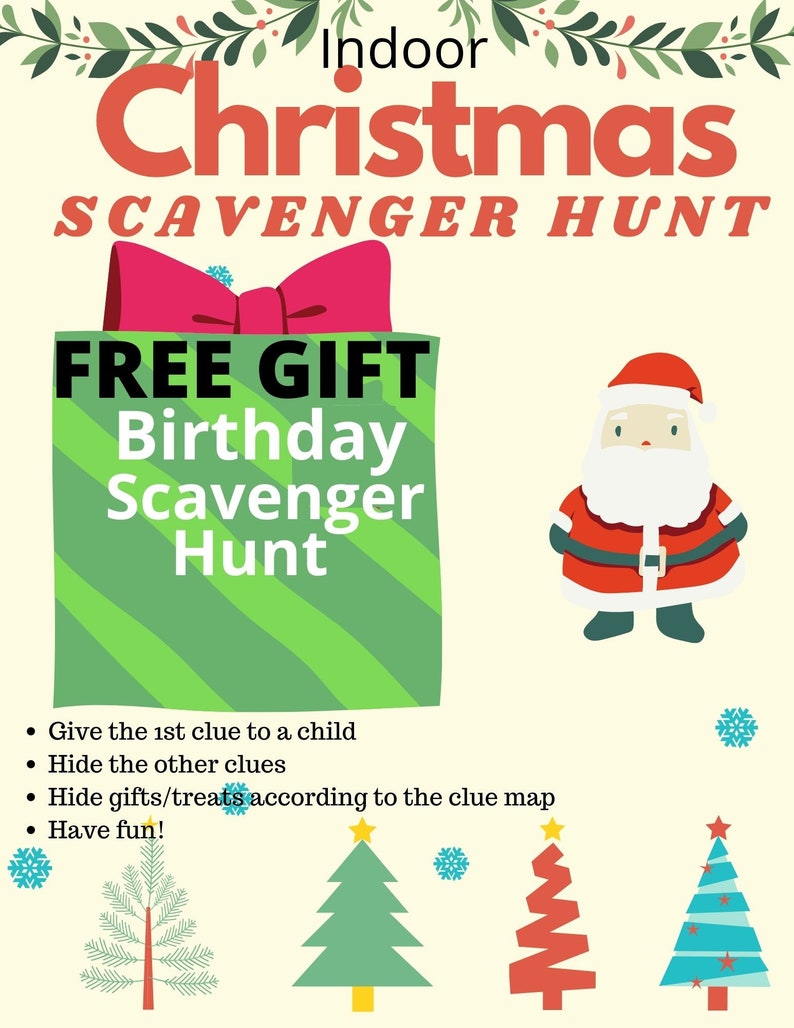 Indoor Merry Christmas Scavenger Hunt Riddles/clues Gift Search - 18 ...