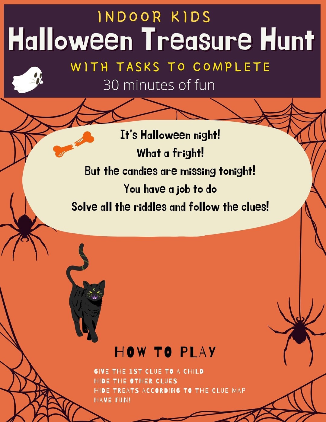 Indoor Halloween Scavenger Hunt Riddles With Tasks to Complete/ 30 Min ...