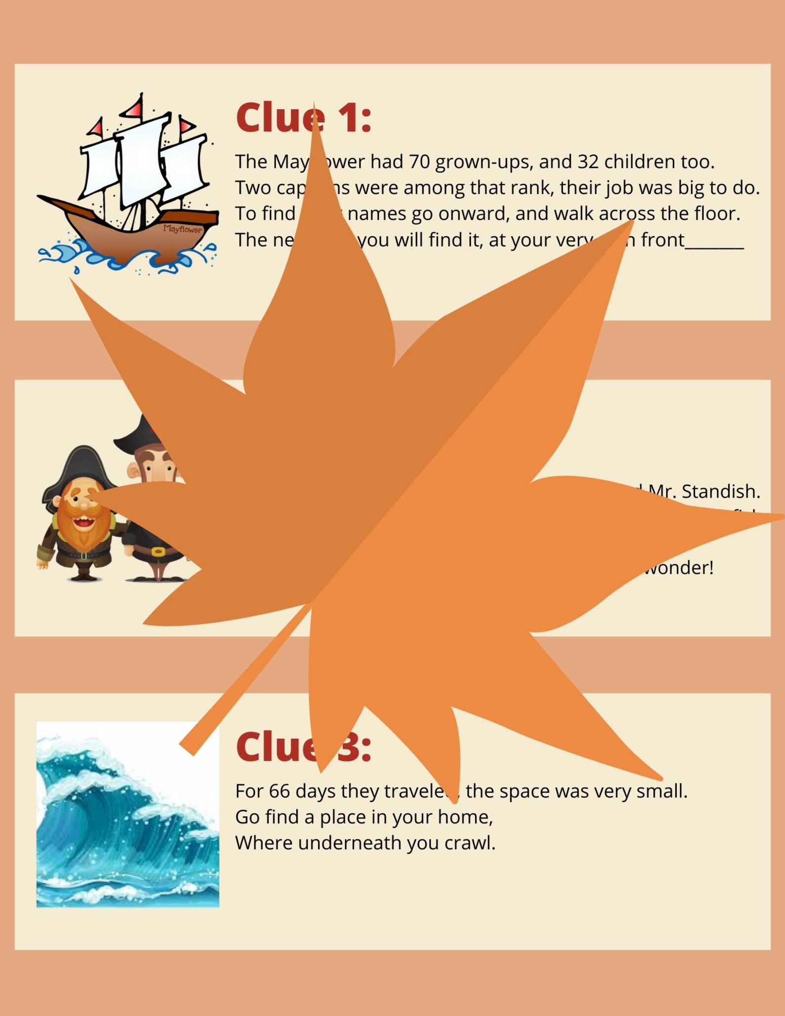 Thanksgiving Scavenger Hunt Riddles/clues With a Thank You Note to Your ...