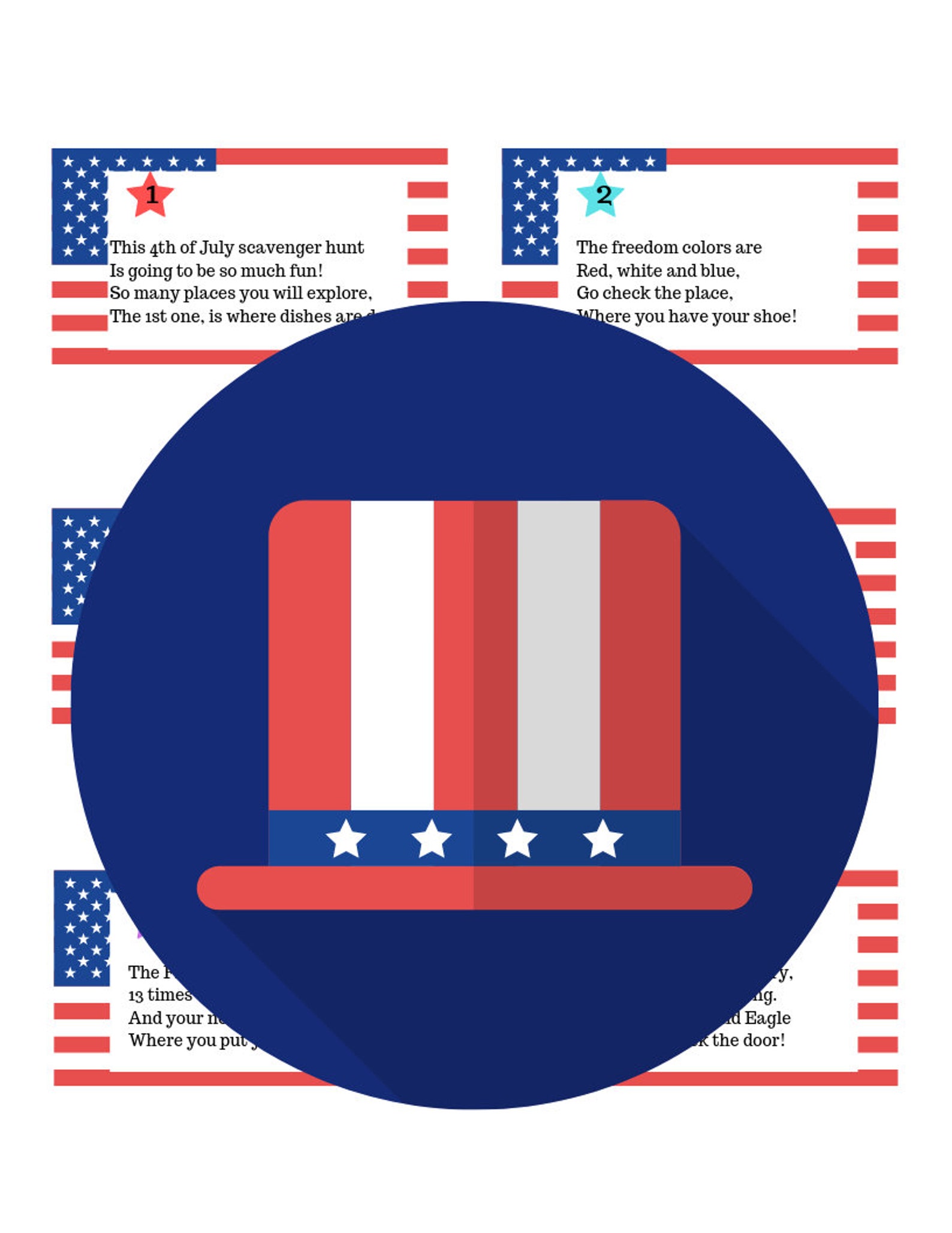 4th of July Scavenger Hunt Riddles: Independence Day Game (PDF) - Etsy