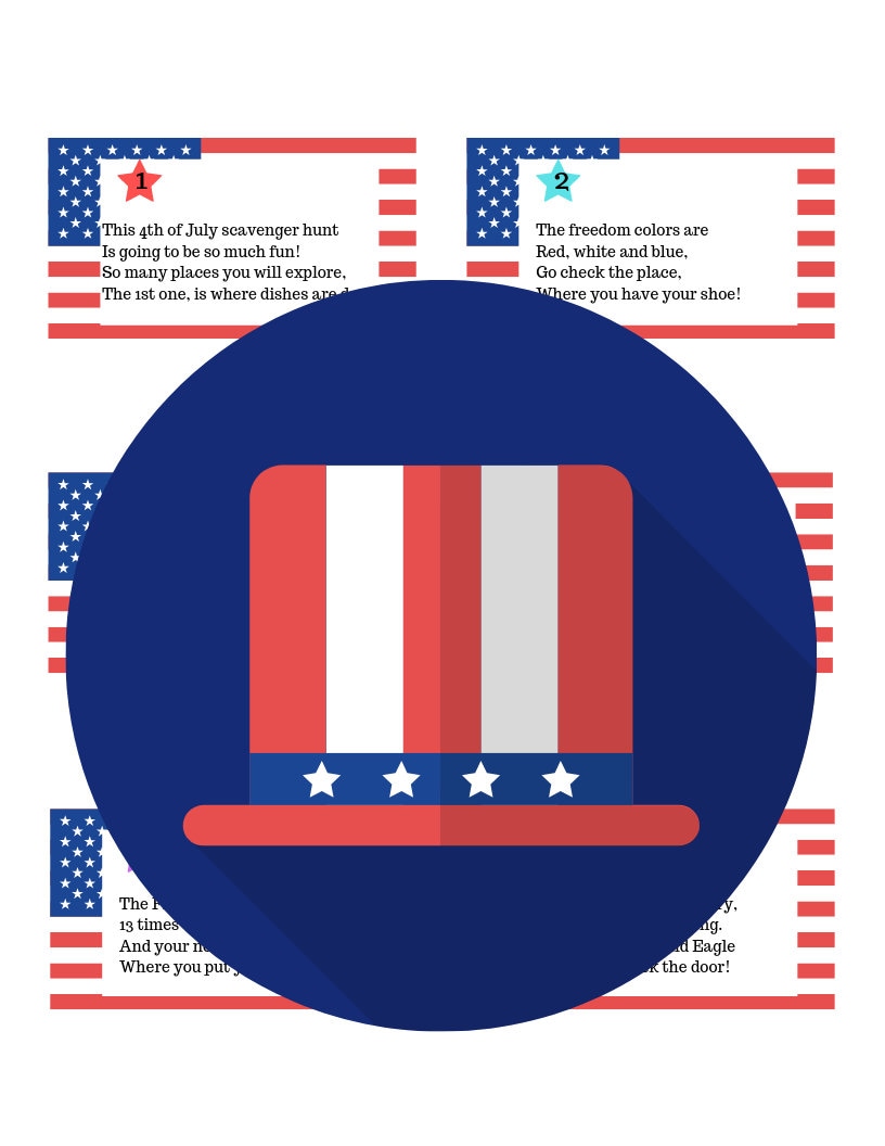 4th of July Scavenger Hunt Riddles: Independence Day Game (PDF) - Etsy
