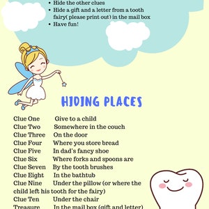 The Tooth Fairy Present Scavenger Hunt Riddles - Etsy
