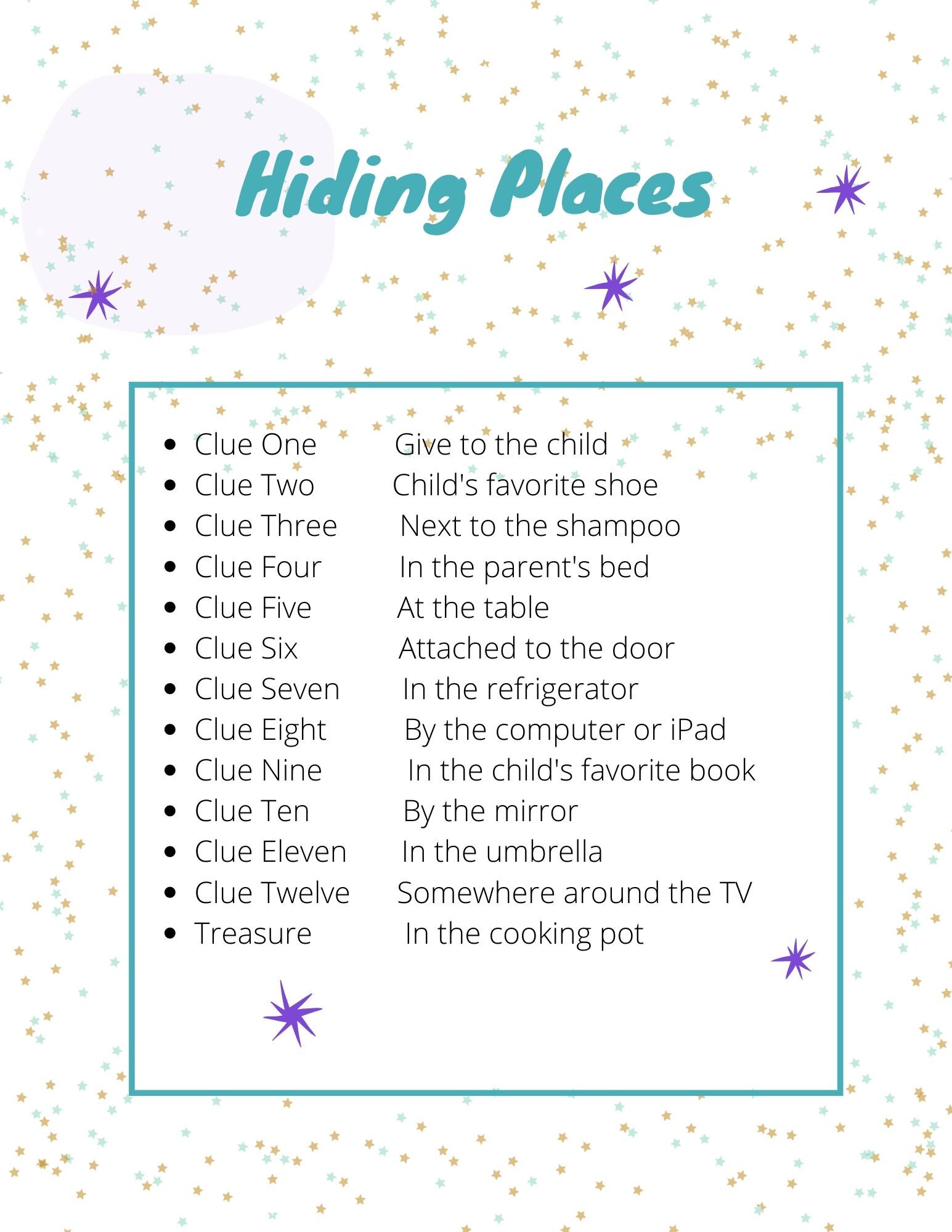 Unicorn Scavenger Hunt Rhyming Clues (riddles) - 12 Ryming Clues ...