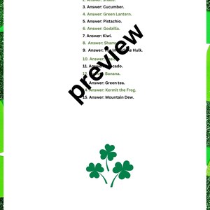 St. Patrick's Day Game: Guess Green Things - Fun Kids Quiz (printable ...