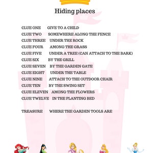 Backyard Princess Scavenger Hunt Rhyming Clues (riddles) - Etsy