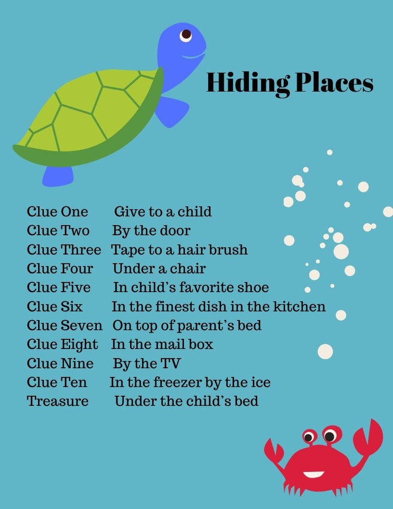 Mermaid Scavenger Hunt Rhyming Clues (riddles) - Etsy