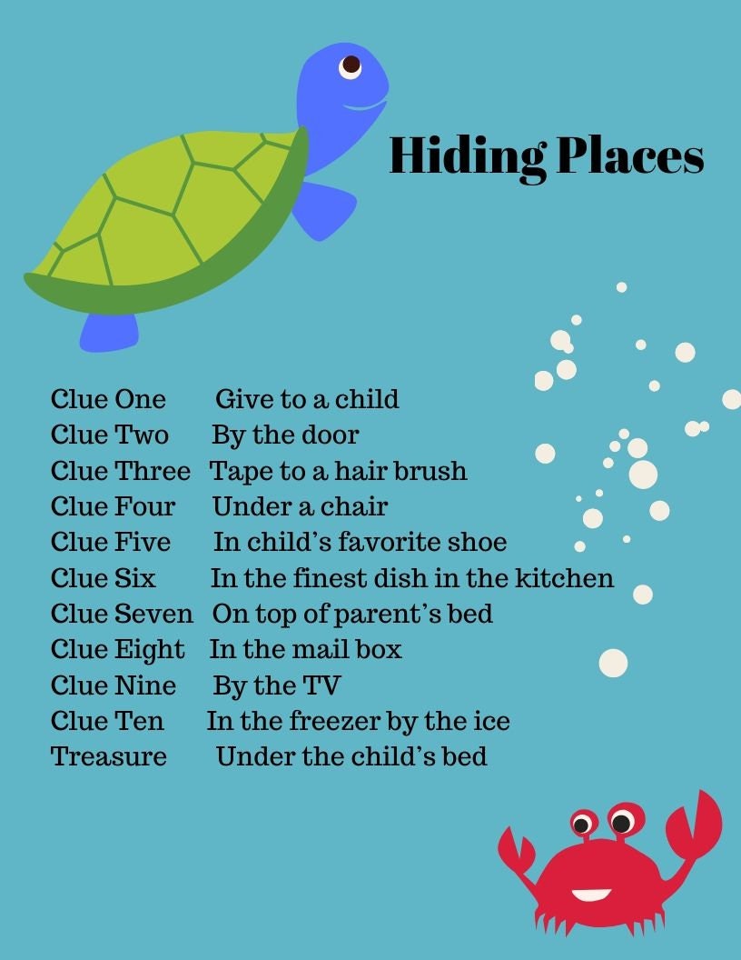 Mermaid Scavenger Hunt Rhyming Clues (riddles) - Etsy