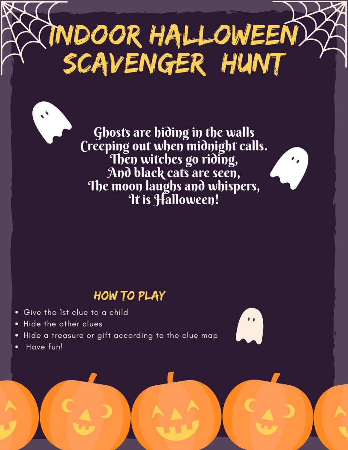 Indoor Halloween Scavenger Hunt Riddles - Etsy
