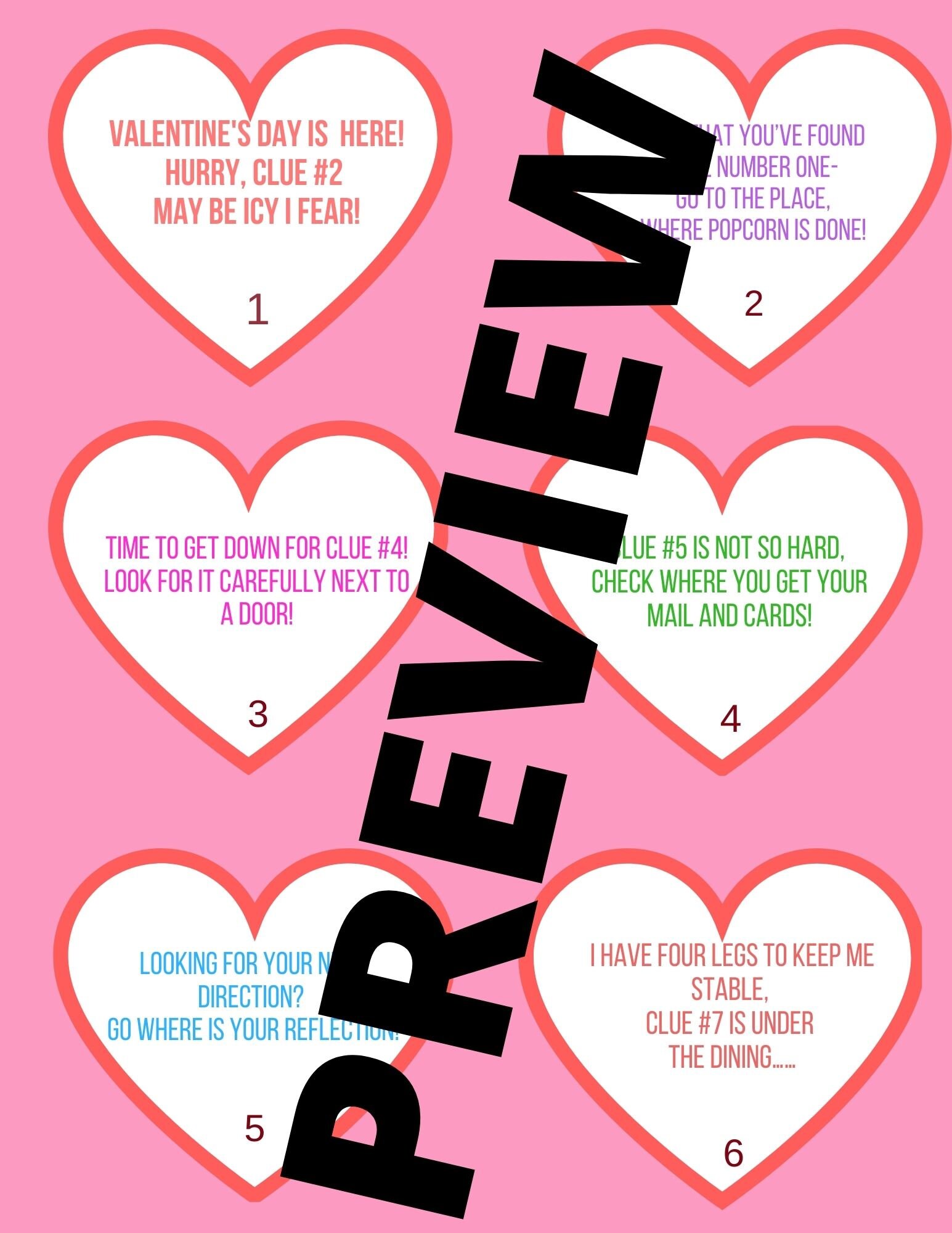 Valentines Day Scavenger Hunt ( 12 - Rhyming Clues ) + Free Printable ...
