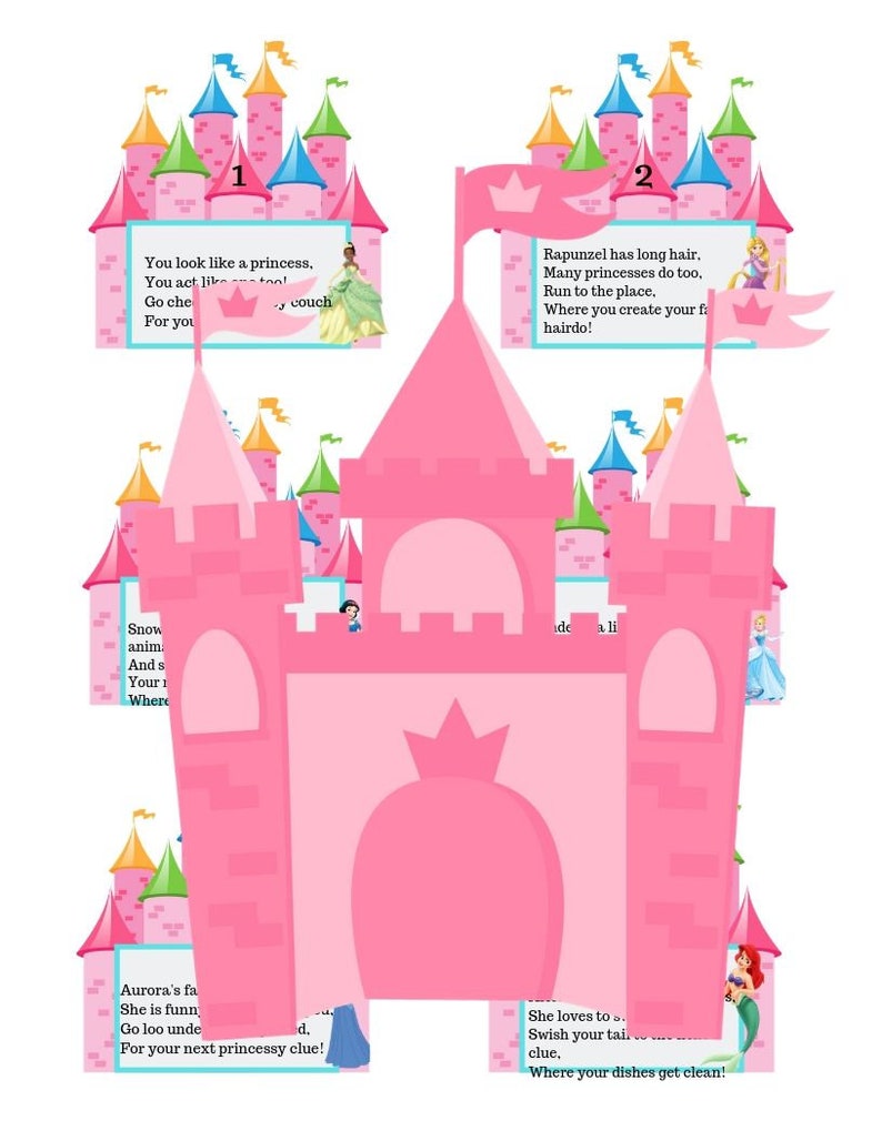 Princess Scavenger Hunt Rhyming Clues riddles | Etsy