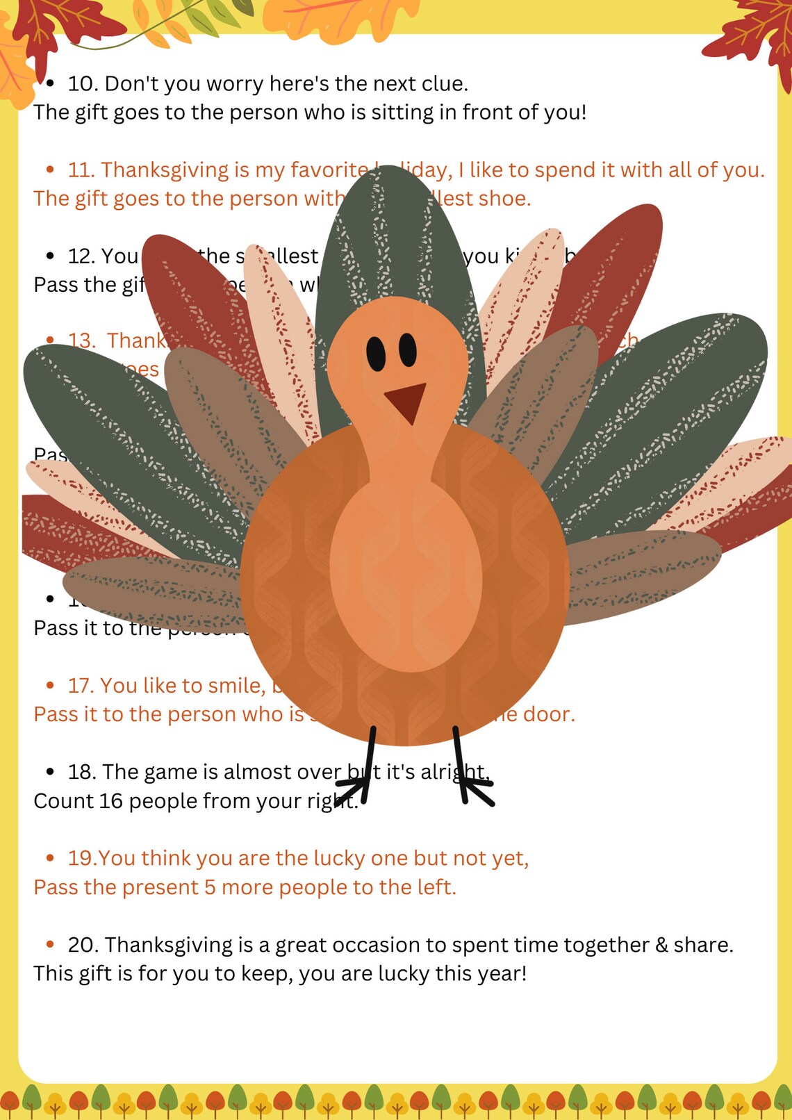 Pass the GIFT - Thanksgiving Party Game, (family and Friends Gathering ...