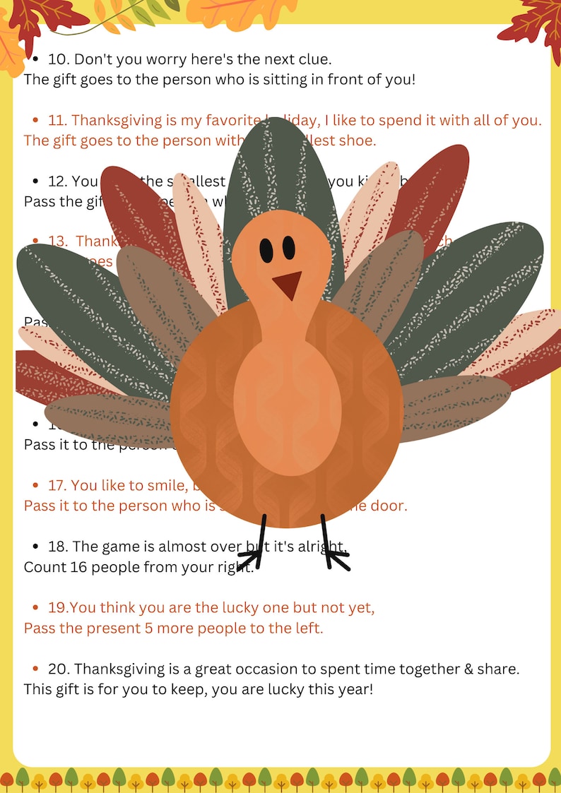 Pass the GIFT - Thanksgiving Party Game, (family and Friends Gathering ...