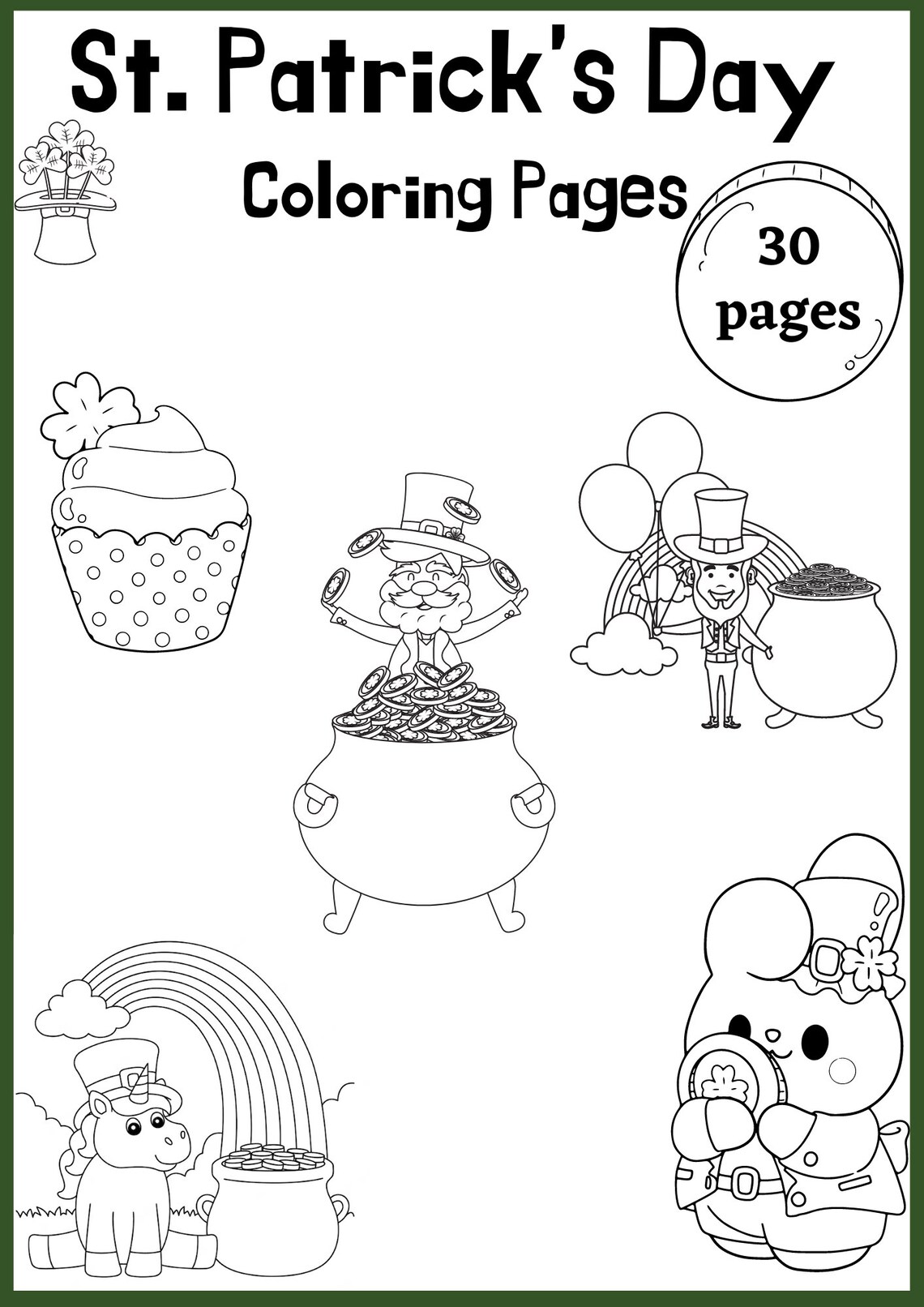 St. Patrick's Day Coloring Page Set - 30 Pages - Instant Download ...