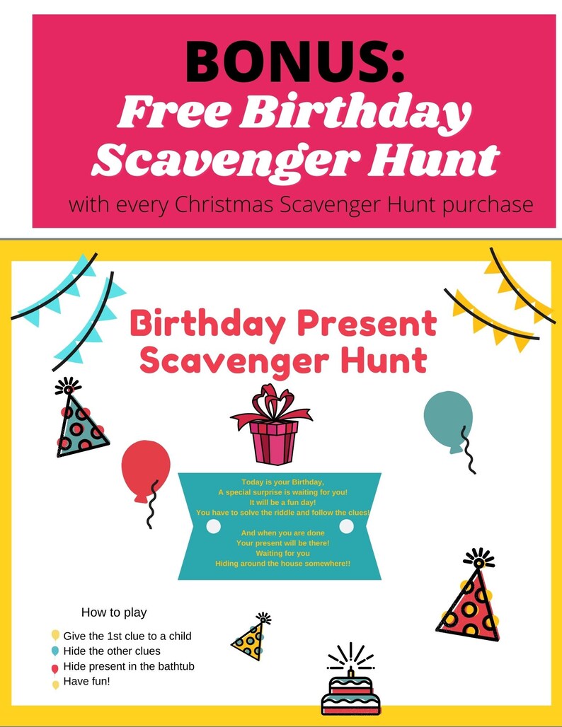 Indoor Merry Christmas Scavenger Hunt Riddles/clues Gift Search - 18 ...