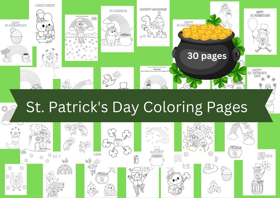 St. Patrick's Day Coloring Page Set - 30 Pages - Instant Download ...