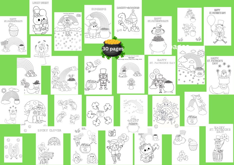 St. Patrick's Day Coloring Page Set - 30 Pages - Instant Download ...