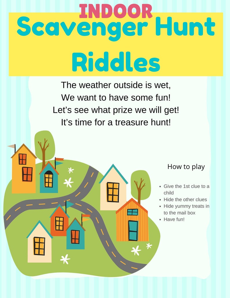 Indoor Scavenger Hunt Clues And Riddles 12 Rhyming Clues Etsy Australia