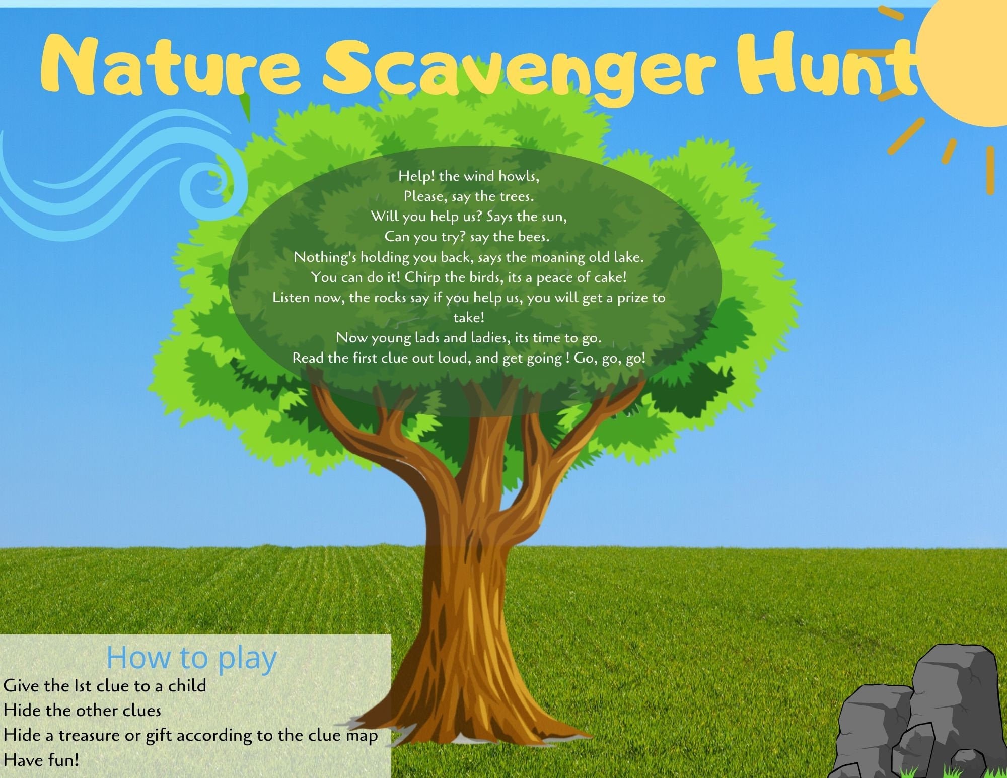 Nature/outdoor Kids Scavenger Hunt - Rhyming Clues (riddles) - Etsy