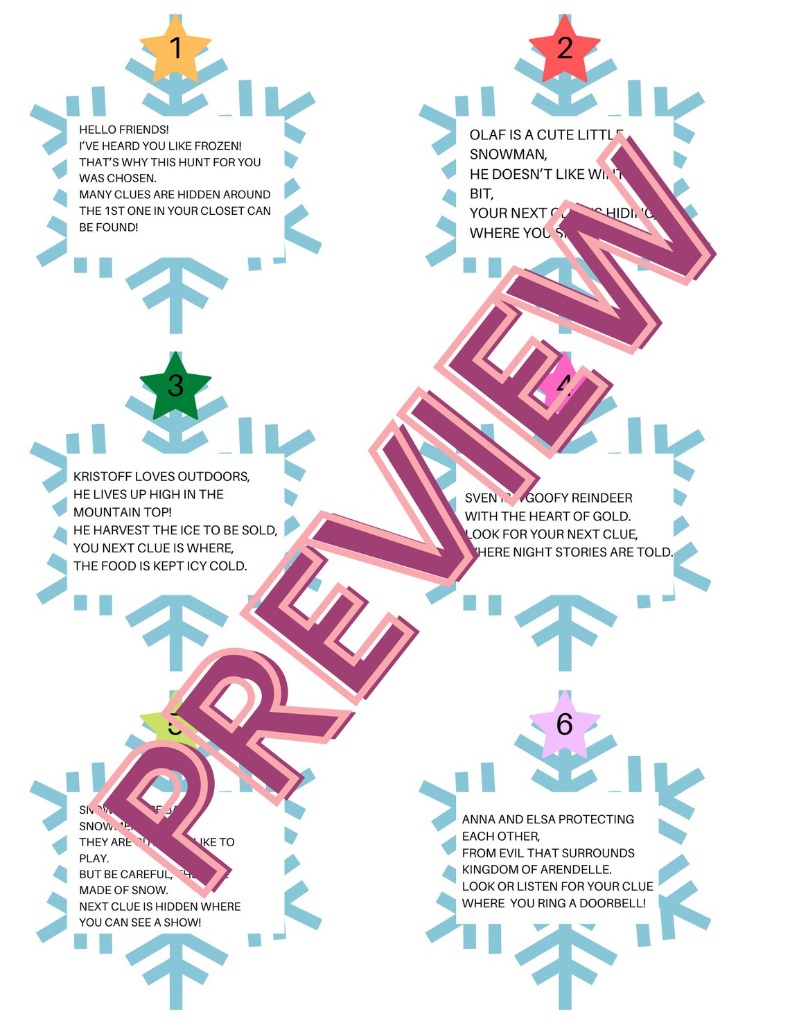 Frozen Treasure Hunt Riddles: Kids Scavenger Game (PDF) - Etsy