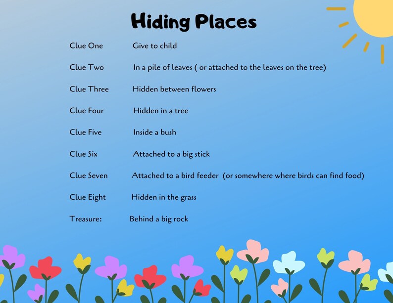 Nature/outdoor Kids Scavenger Hunt - Rhyming Clues (riddles) - Etsy