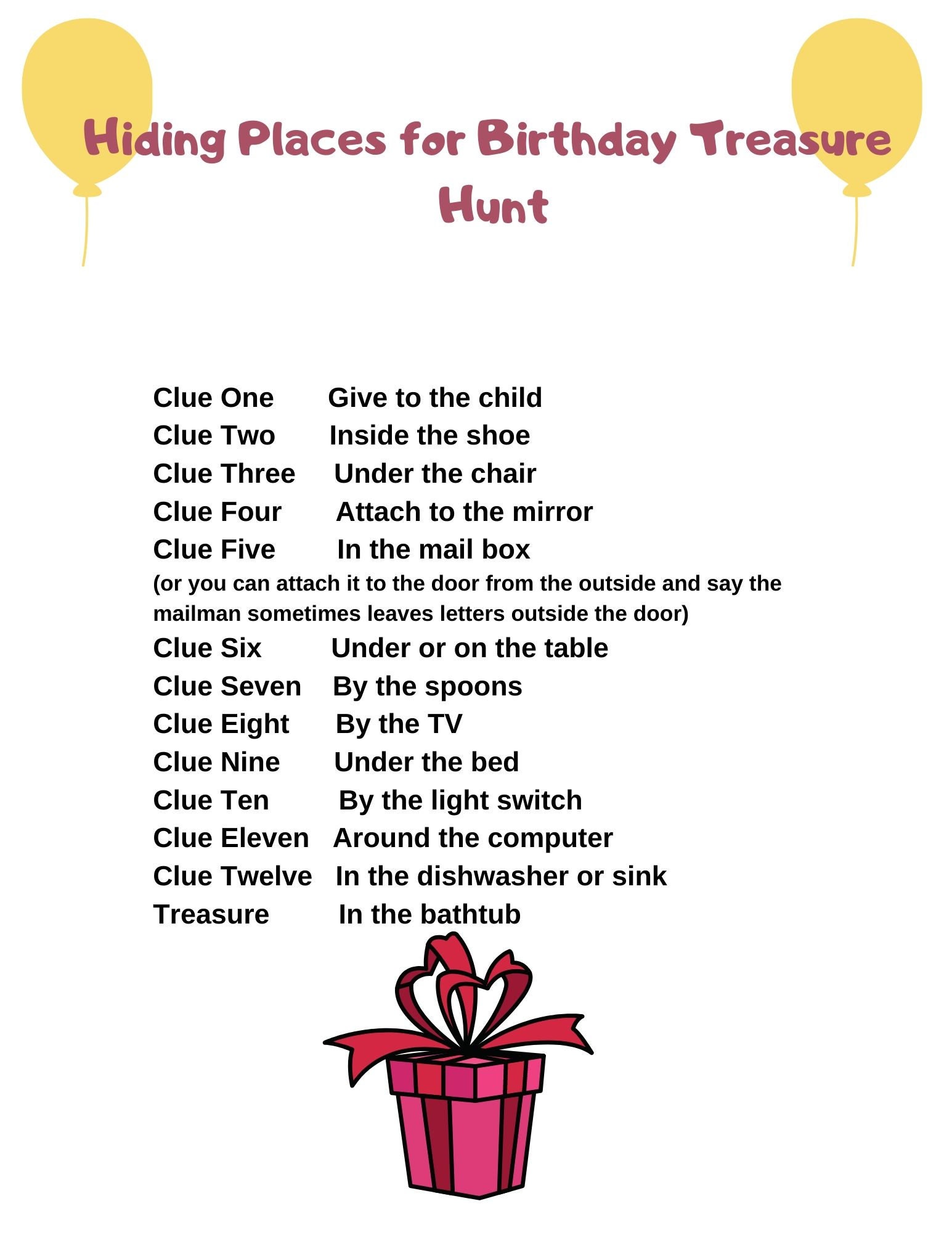 Birthday Scavenger Hunt Riddles - Etsy