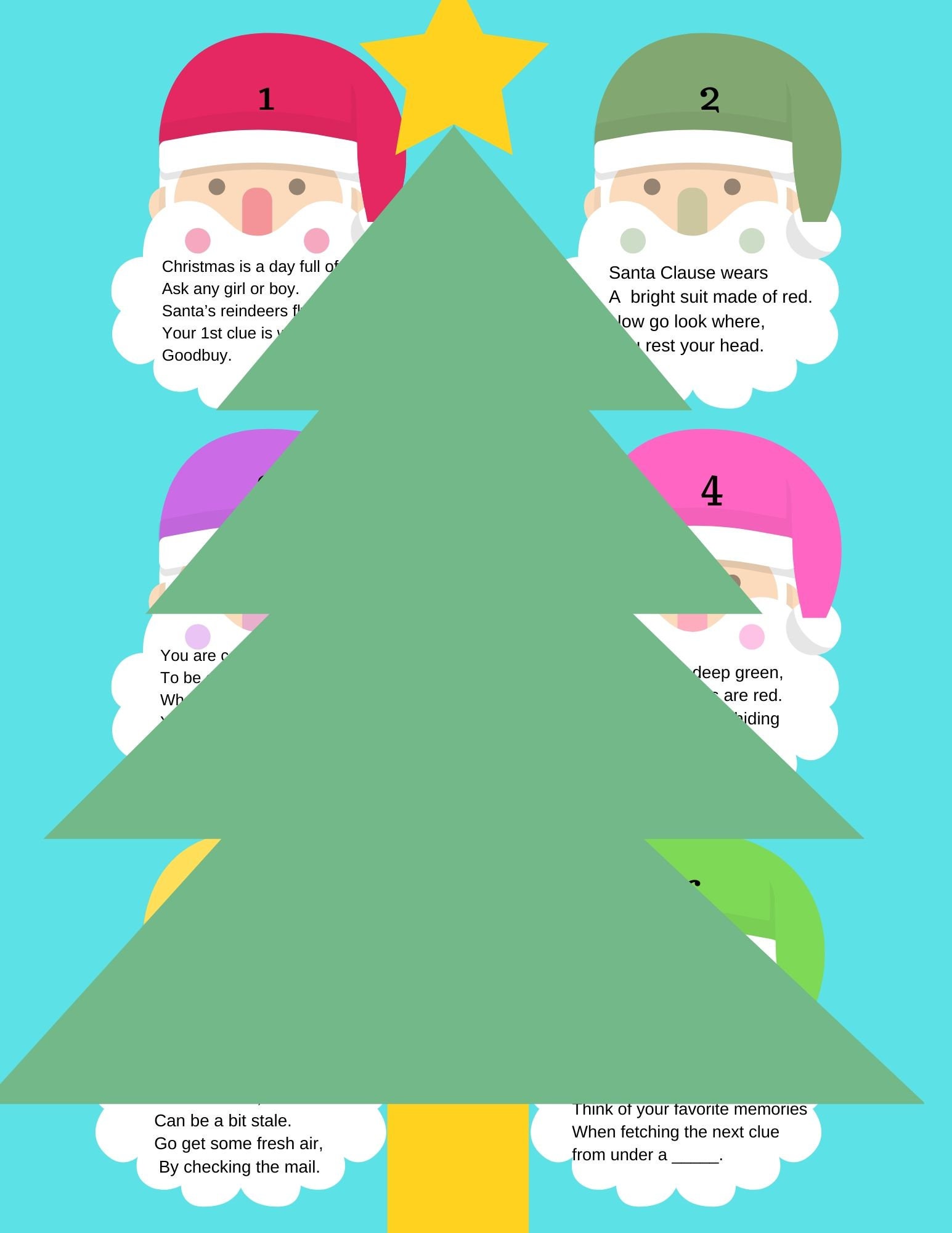 Indoor Merry Christmas Scavenger Hunt Riddles/clues Gift Search - 18 ...