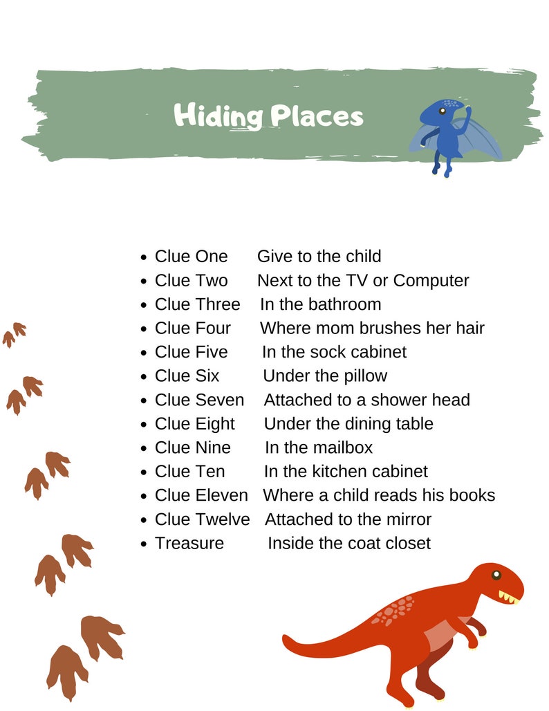 Dinosaur Scavenger Hunt Riddles. Dinosaur Birthday! Bonus: Free ...