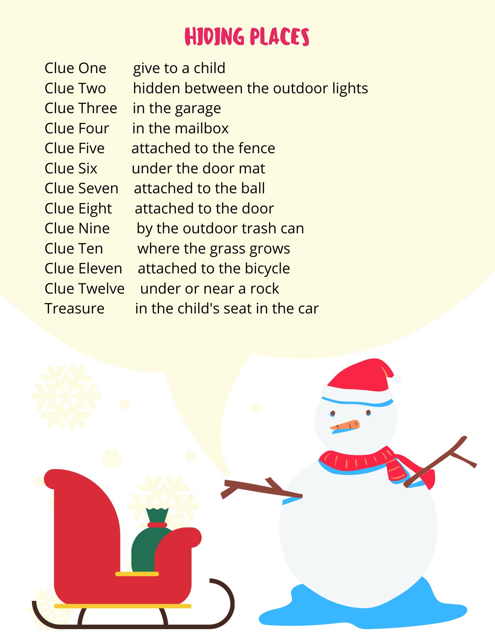 Outdoor Merry Christmas Scavenger Hunt Riddles/clues, Gift Search - 12 ...