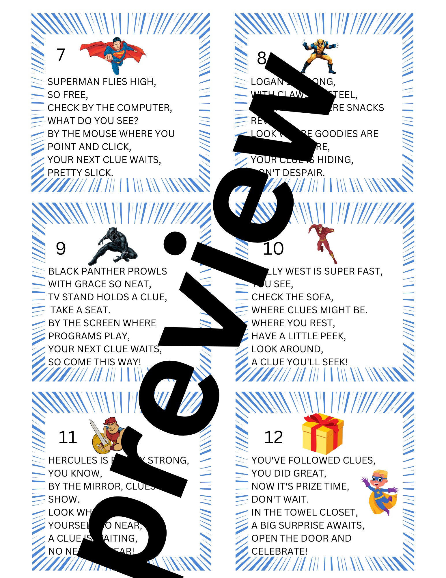 Superheroes Scavenger Hunt Rhyming Clues riddles - Etsy