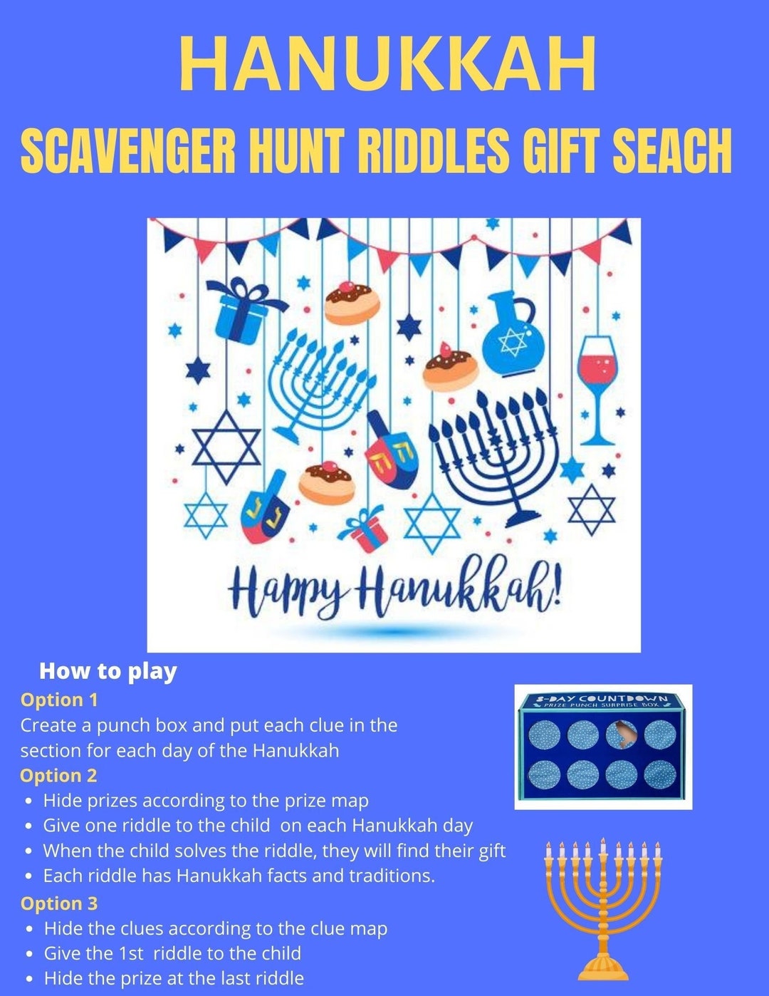Hanukkah Scavenger Hunt Riddles Gift Search - Etsy