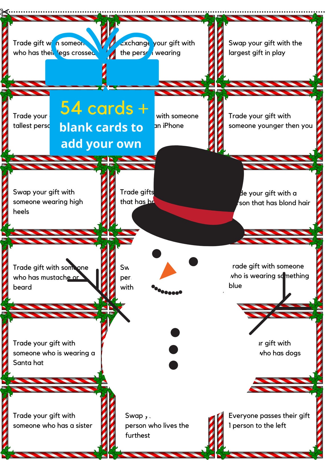 Christmas Gift Exchange Game / White Elephant Gift Swap Game/christmas ...