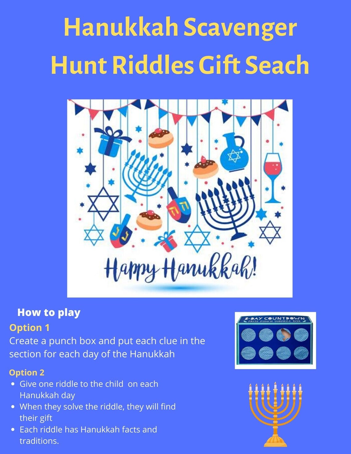Hanukkah Scavenger Hunt Riddles Gift Search - Etsy