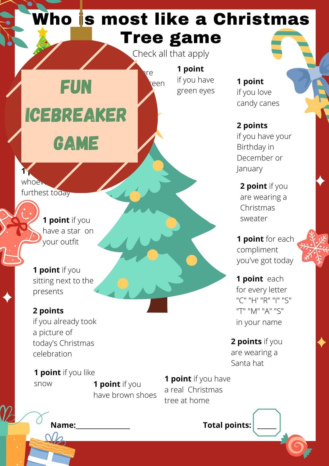 Christmas Tree Game: Fun Holiday Icebreaker (PDF) - Etsy