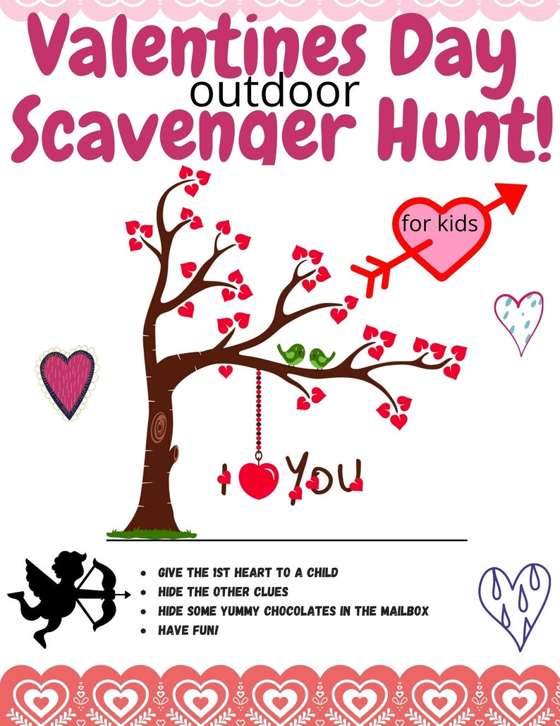 Outdoor Valentines Day Scavenger Hunt ( 12 - Rhyming Clues ) + Free ...