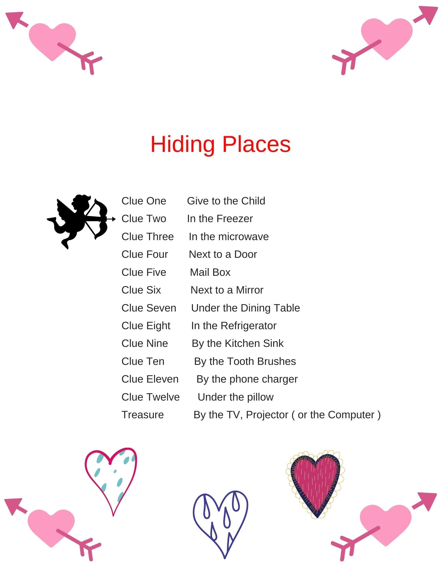 Valentines Day Scavenger Hunt ( 12 - Rhyming Clues ) + Free Printable ...