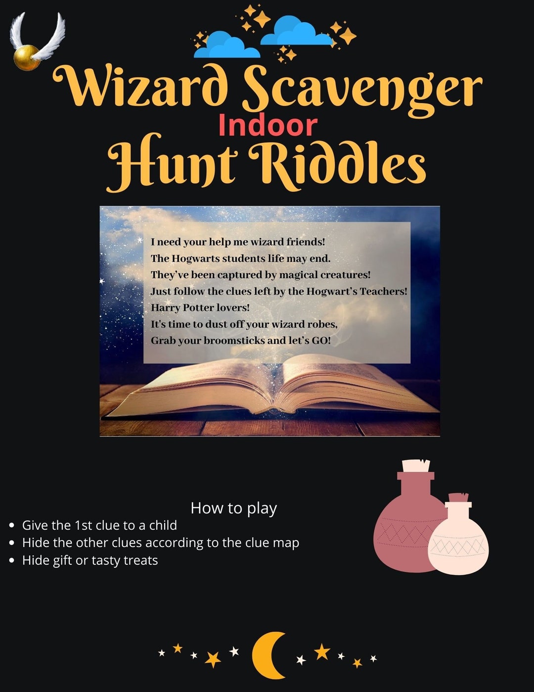 Wizard Scavenger Hunt Riddles 12 Rhyming Clues - Etsy