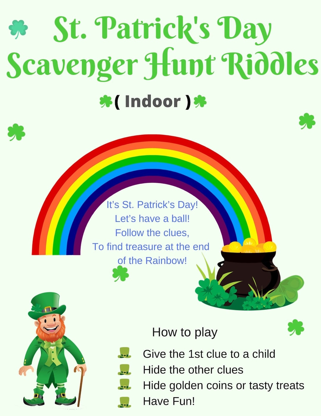 St. Patrick's Day Scavenger Hunt Riddles - Etsy