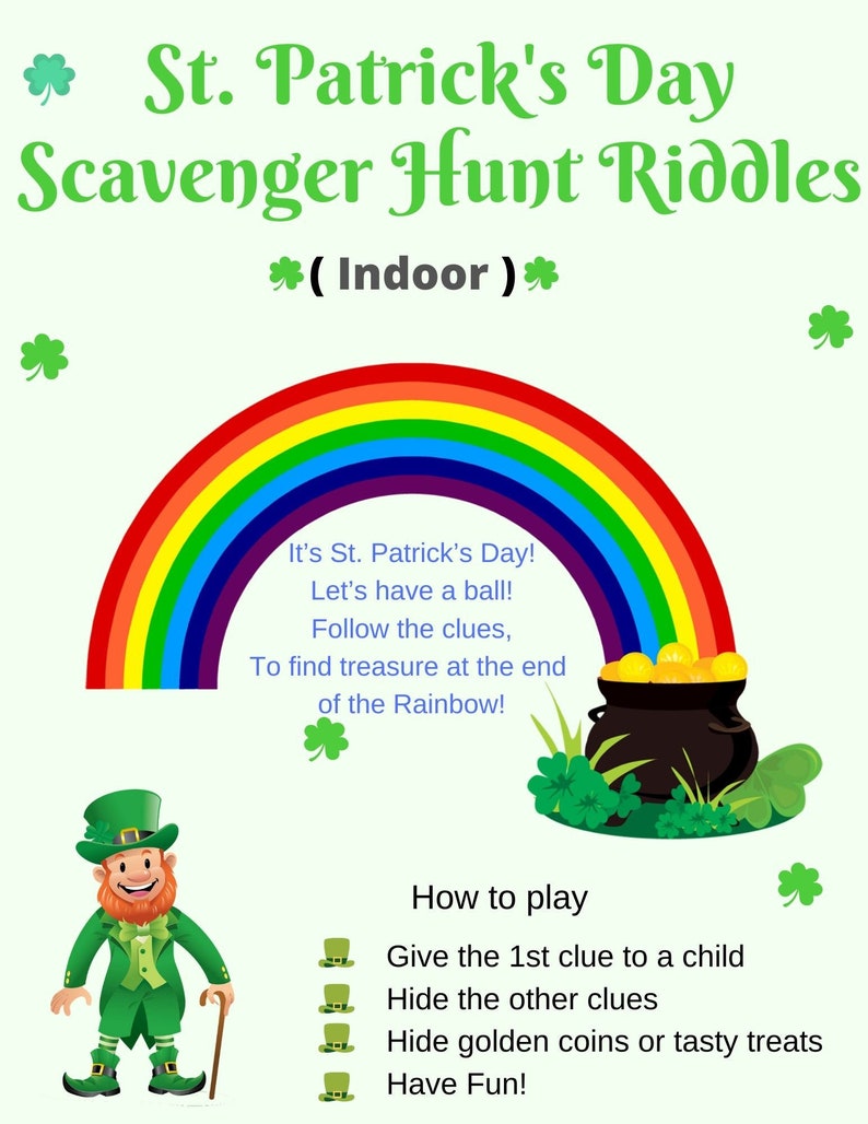 St. Patrick's Day Scavenger Hunt Riddles - Etsy