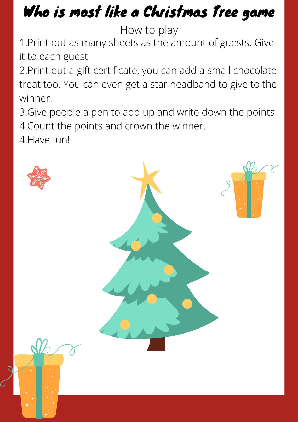 Christmas Tree Game: Fun Holiday Icebreaker (PDF) - Etsy