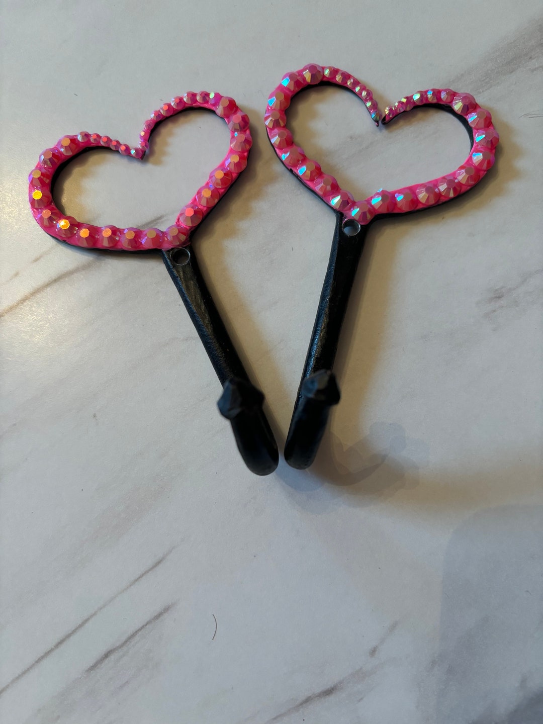 Bling Heart Pink Hooks Wall Hooks - Etsy