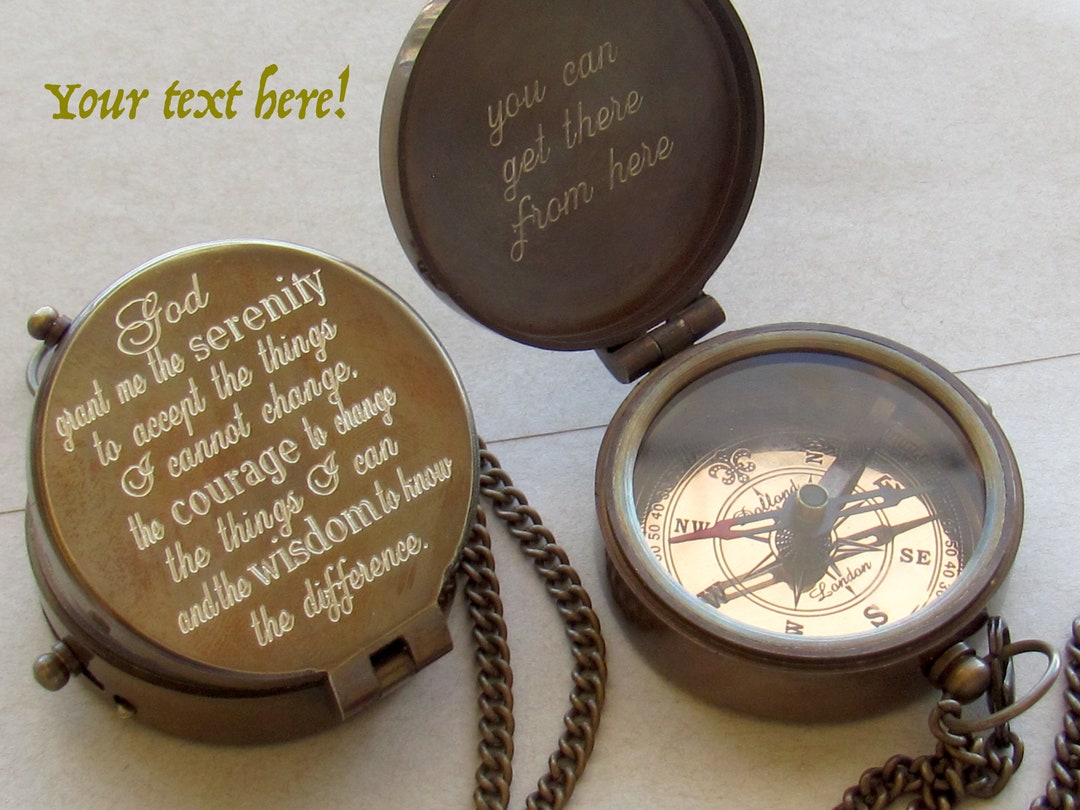 Serenity Prayer Engraved on a Custom Compass, Sobriety Anniversary Gift ...