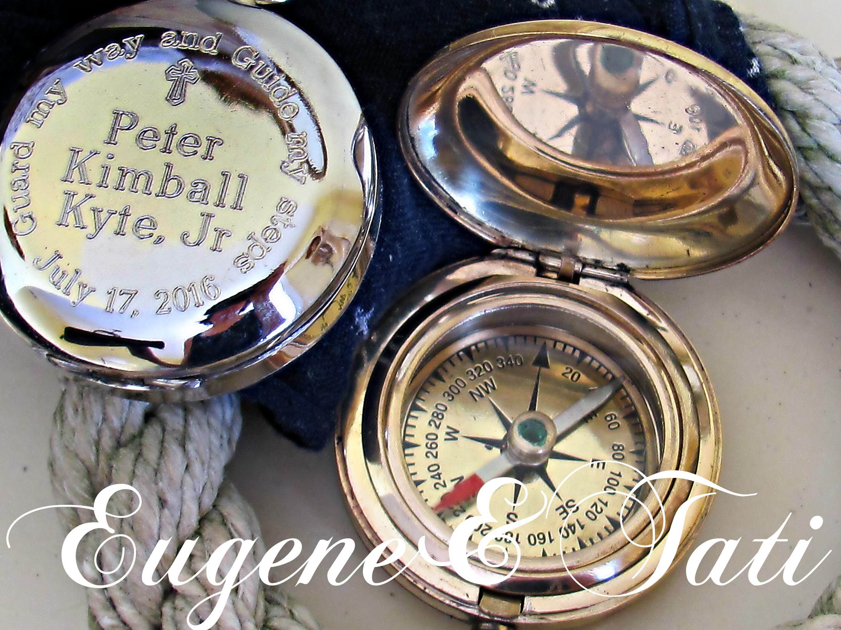 Engraved Compass Religious Compass With Chain Personalized | Etsy