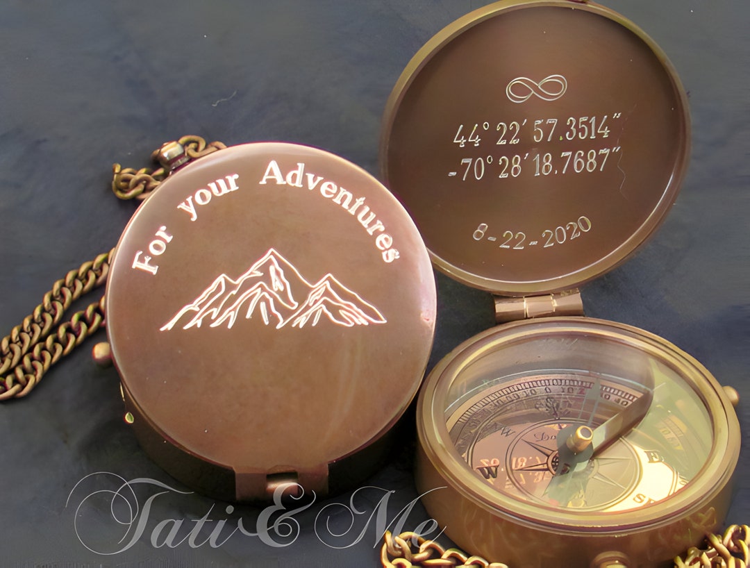 Custom Gift for Him, Climber Gifts With Mountains Personalized Compass ...