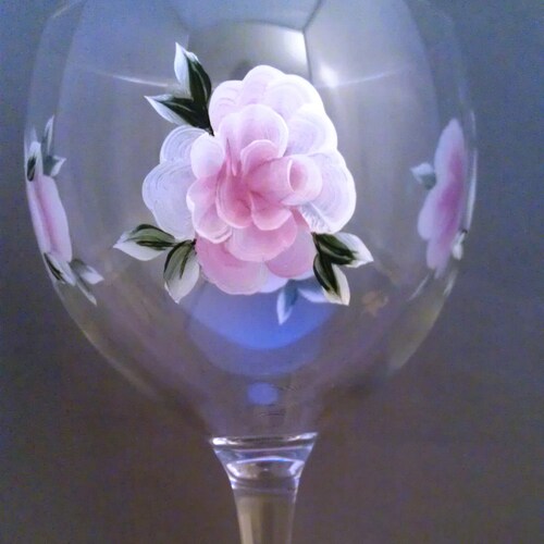 Pretty In Pink Rose Wine Glass Etsy